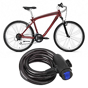 Wear-Resistant with Mounting Bracket Anti-Theft Bike Lock, Black Durable Bike Lock, Coiled Bike Locks for Indoor Outdoor