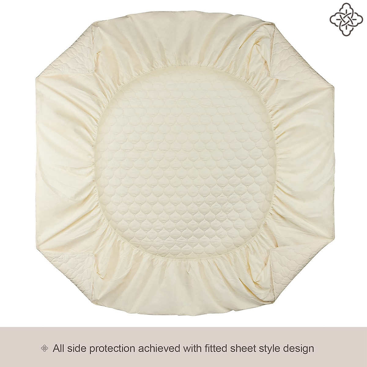 Bioweaves 100% Organic Cotton Mattress Pad Cover, GOTS Certified Cooling Quilted Fitted Mattress Topper & Protector with Soft Cotton Wadding - 20 Inch Deep Pocket, California King