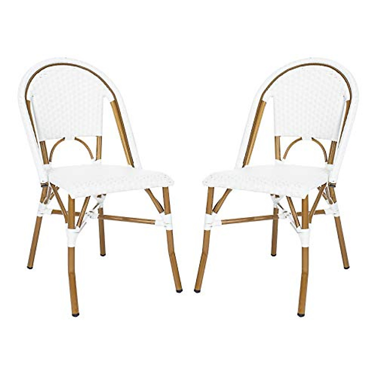 Safavieh Home Collection Hooper Indoor-Outdoor Stacking Side Chairs | Black & White | Set of 2