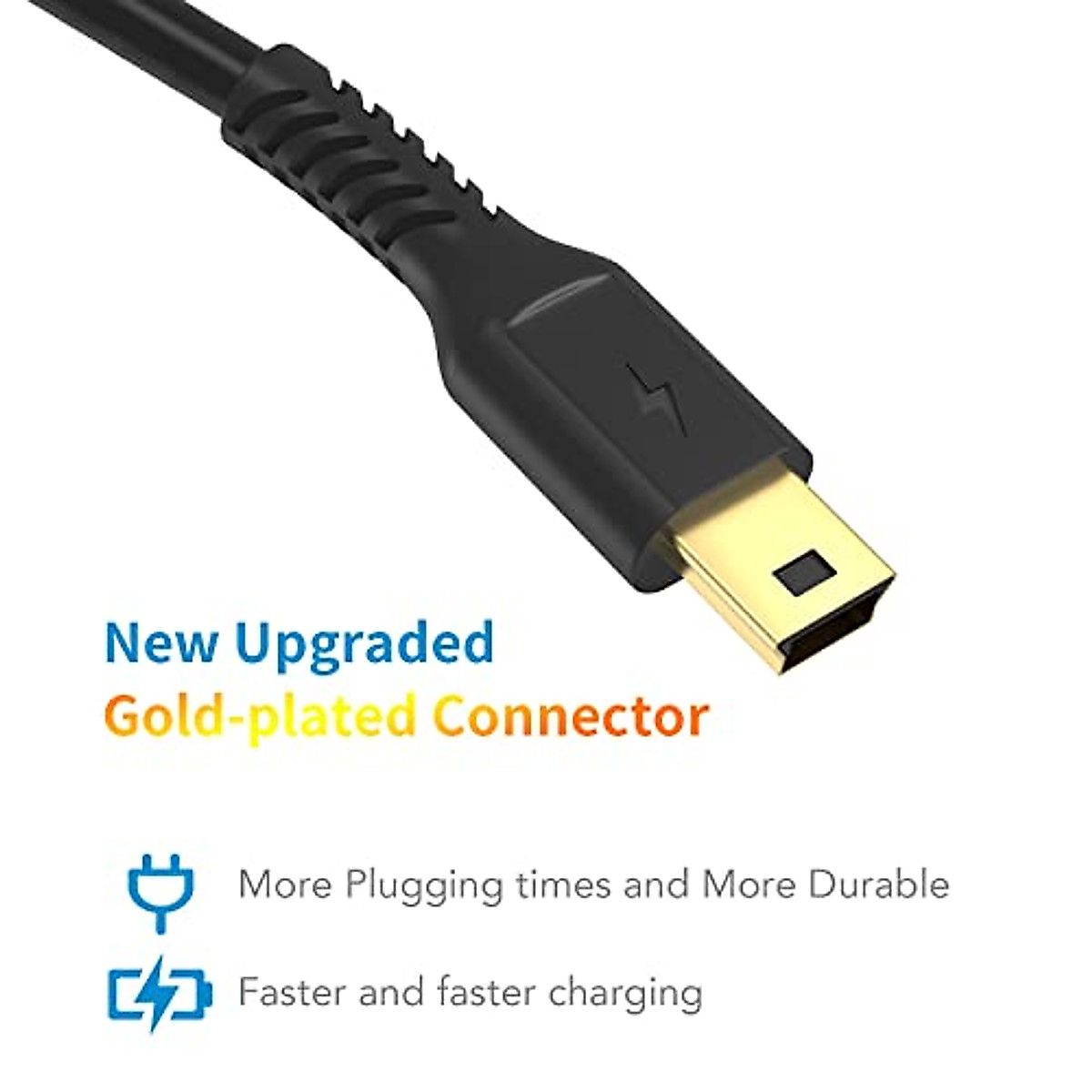 3ft Mini USB Cable, Standard USB 2.0 to Mini B Male Charger Cord Durable USB Mini to USB Charging Cable Compatible with PS3 Controller, MP3 Player, Camera, Dash Cam, Garmin GPS, Hero 3+(Black)