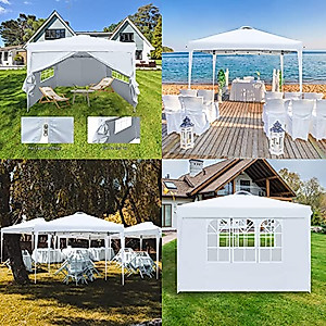 Pop Up Gazebo Tent 10x10 Outdoor Canopy, Instant Shelter w/Adjustable Height, Steel Frame Permanent Pavilion with Side Curtains & Zippered Door, Sunshade for Garden, Patio, Lawns, Beach, White