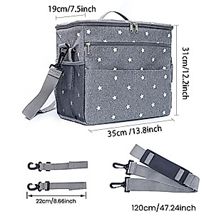 Orzbow XL Universal Stroller Organizer, Waterproof Large Baby Diaper Bag, Stroller Caddy Organizer with Cup Holder & Shoulder Strap, 4 Ways To Carry-Backpack,Shoulder,Messenger & Mom Handbag (Grey)