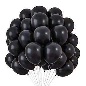 RUBFAC 120pcs Black Balloons 12 Inches Latex Balloons, Matte Black Balloons for Birthday Baby Shower Graduation Anniversary Wedding Party Supplies Garland Arch Decoration