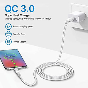 USB Type C Cable 6FT 2Pack Fast Charging Cable USB C Charger Phone Cord for Samsung Galaxy A01 A02s A03s A10e A11 A12 A13 A14 A20 A21 A32 A42 A52 A53 A50 A51 S21 S22, Moto G7/G6, LG K51 Stylo 6 5 4