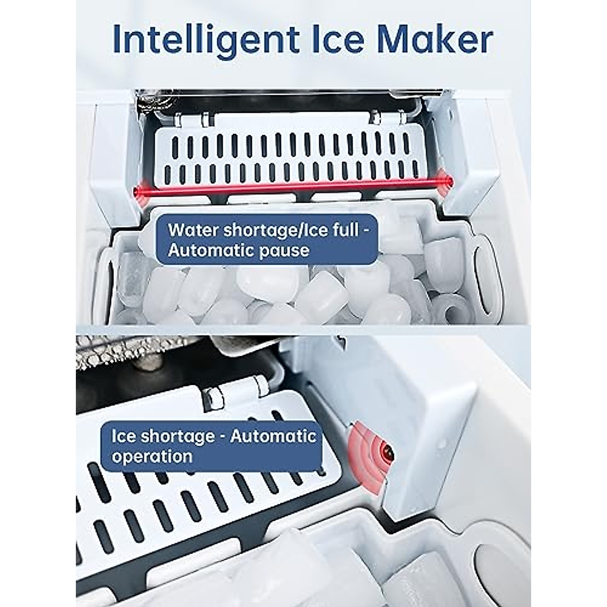 Myetasser Countertop Ice Maker, Portable Ice Maker Machine with Ice Scoop and Basket, 9 Bullet Ice Ready in 6 Mins, Make 33lbs ice in 24 hrs, Self-Cleaning, Ice Maker for Home/Kitchen/Office
