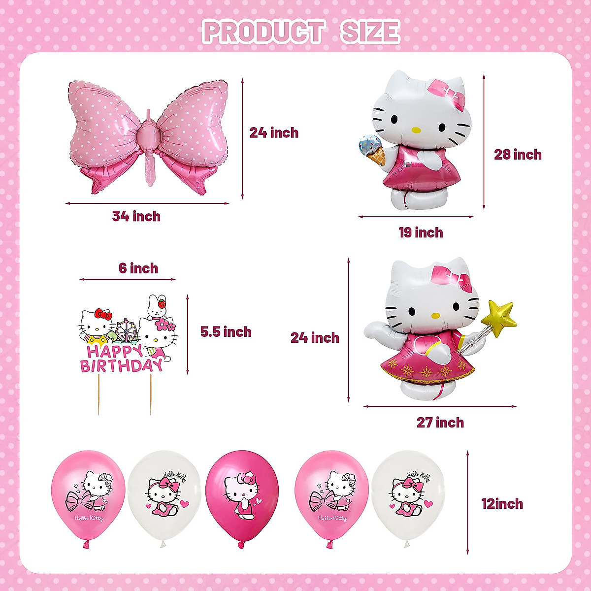 Kitty Birthday Party Supplies, Cute Kitten Party Favor Pink Party Decorations includes Happy Birthday Banner, Balloons, Cake Topper, Kitten Foils Balloons, Tattoos Stickers, Hanging Swirl