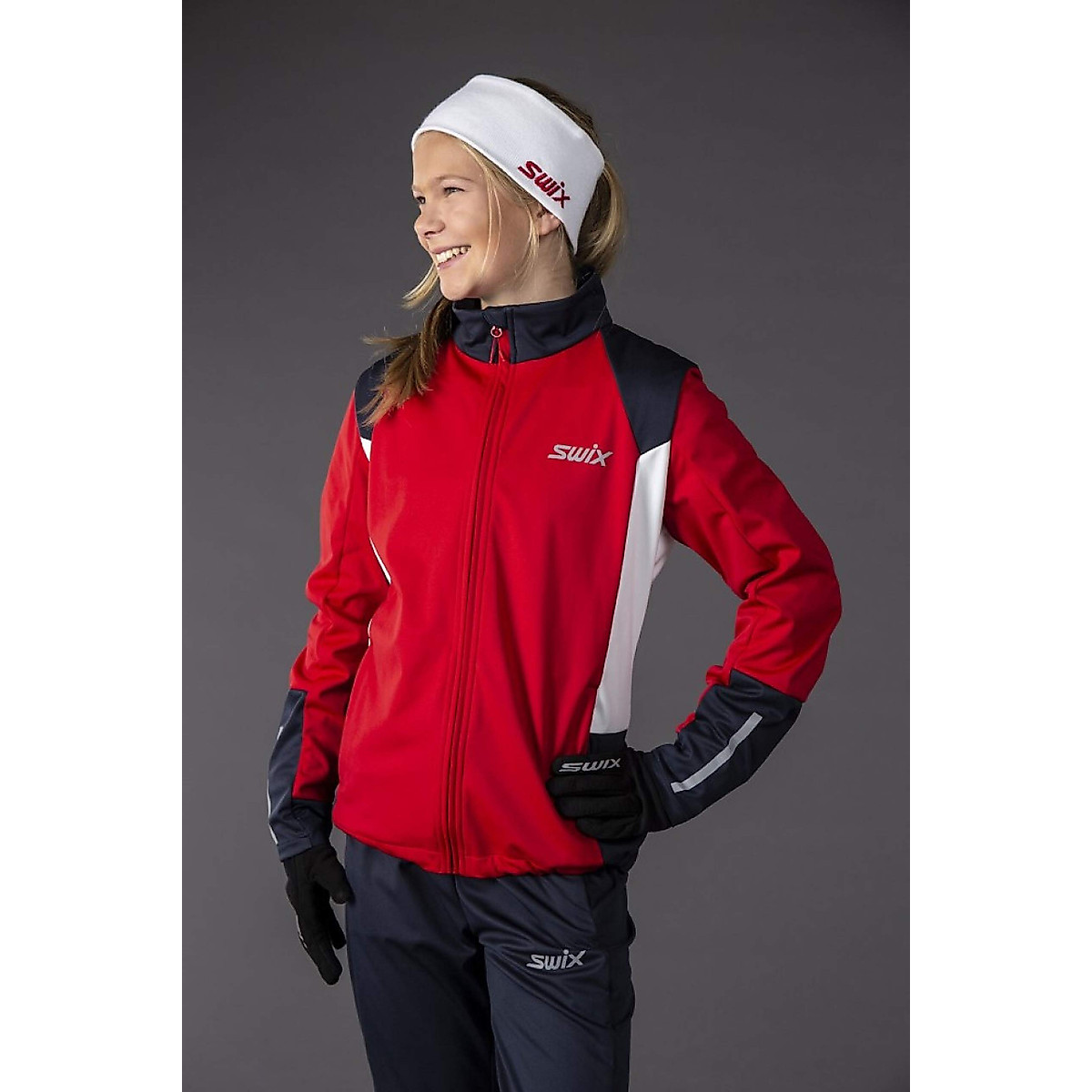 Swix Boys' Junior Steady Windproof Stretch Softshell Regular Fit Sports Jacket, Red, 8-10 Years