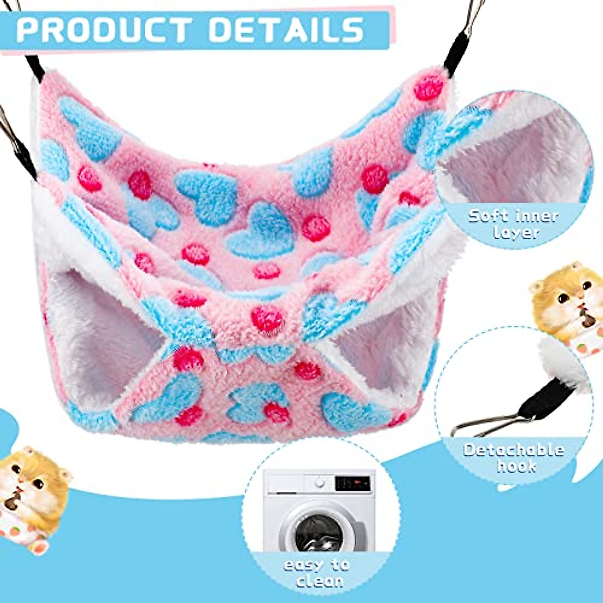 Sadnyy 10 Pieces Guinea Pig Rat Hammock Double Layer Ferret Sleeping Bed Toys Small Animal Hanging Cage Warm Hammock for Ferrets Chinchilla Reptile Glider Squirrel Hideout Play Sleep(Fresh Pattern)