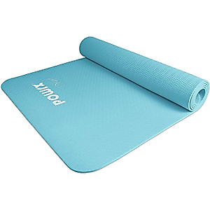 POWRX Yoga Mat TPE with Bag | Exercise mat for workout | Non-slip large yoga mat for women, 68" x 24" Petrol, 0.2 Inches Thickness
