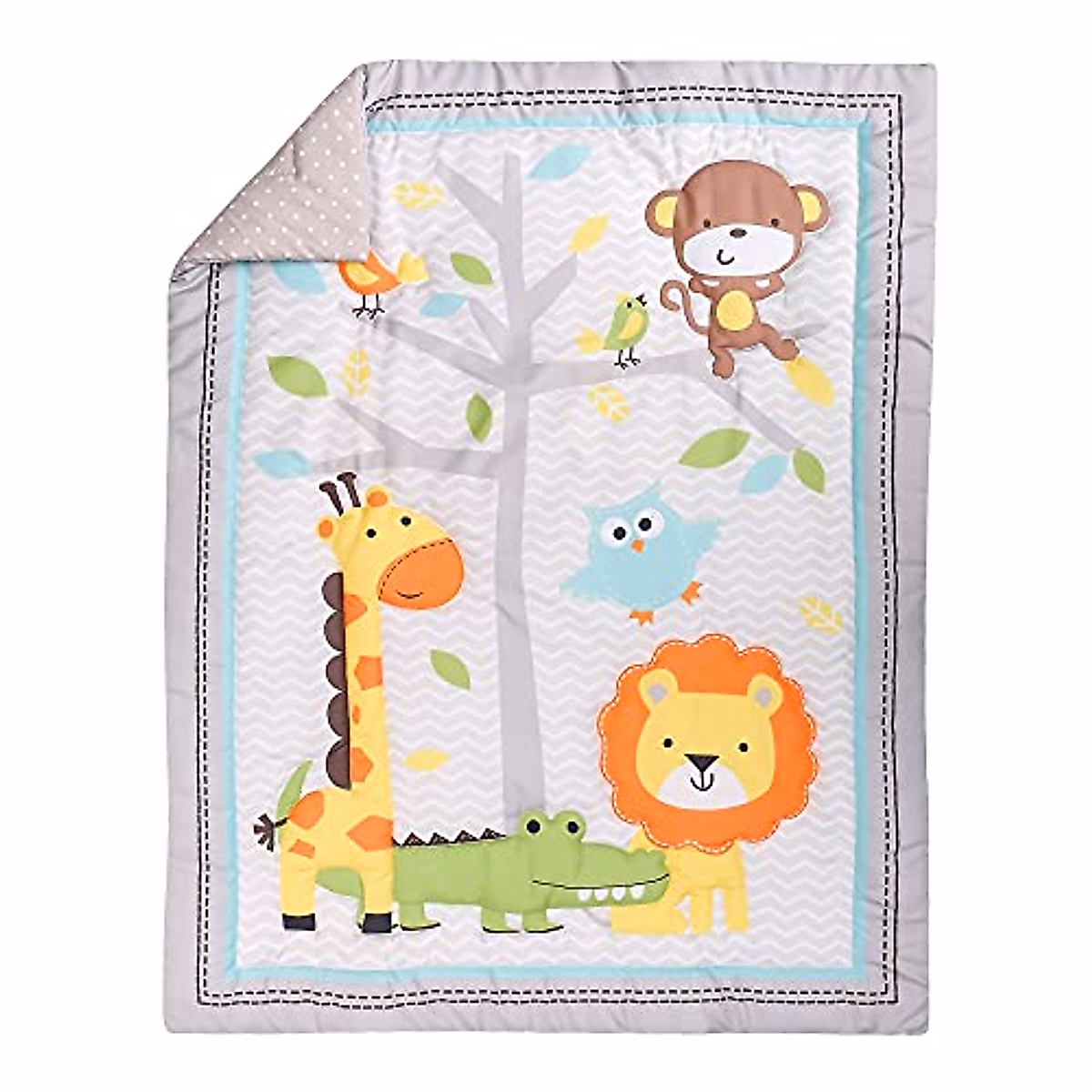 Baby Bees 4 Pieces Animal Safari Crib Bedding Sets for Boys and Girls | Baby Bedding Crib Set of Crib Sheet, Quilt, Dust Ruffle for Standard Size Crib