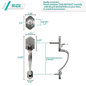 GUA OYH Front Door Handle Satin Nickel Door Lock Set with Single Cylinder Deadbolt and Door Knob Front Entry Handle Set (L36158-S-S121)