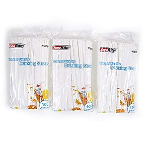 Treasure Gurus 300 Individually Wrapped Flexible Plastic Disposable Bendy Drinking Straws Party Supply
