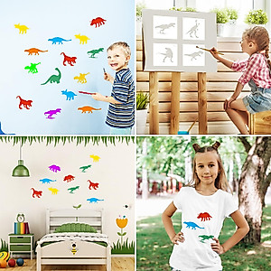 Kyteazr Stencils 30 Pcs 6x6 inch, Reusable & Washable Dinosaurs Stencils for Painting, DIY Crafts, Wall Art and Playtime