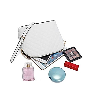 E Quilted Crossbody Bags for Women, Lightweight Medium Camera Bag Top Zipper Shoulder Purse