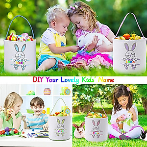4 Pack Easter Bunny Basket Bags Gift Basket Easter Bag Bunny Ear Bag Tote Bag for Egg Hunting Candy and Gifts Carry Bucket (Easter Bunny Bag 01)