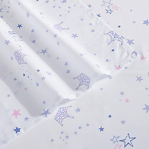 Laura Ashley Kids - Twin Sheets, Soft Wrinkle-Resistant Toddler Bedding Set, Fun & Whimsical Bedroom Decor (Dancing Stars Purple, Twin/Twin XL)