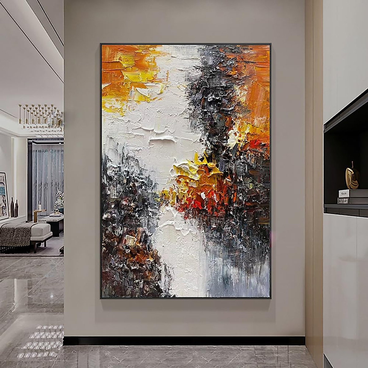 Canvas Painting 3D Abstract Painting Hand Painted Thick Oil Painting Modern Abstract Wall Art Decoration Home for Living Room,31inx47in,No Frame