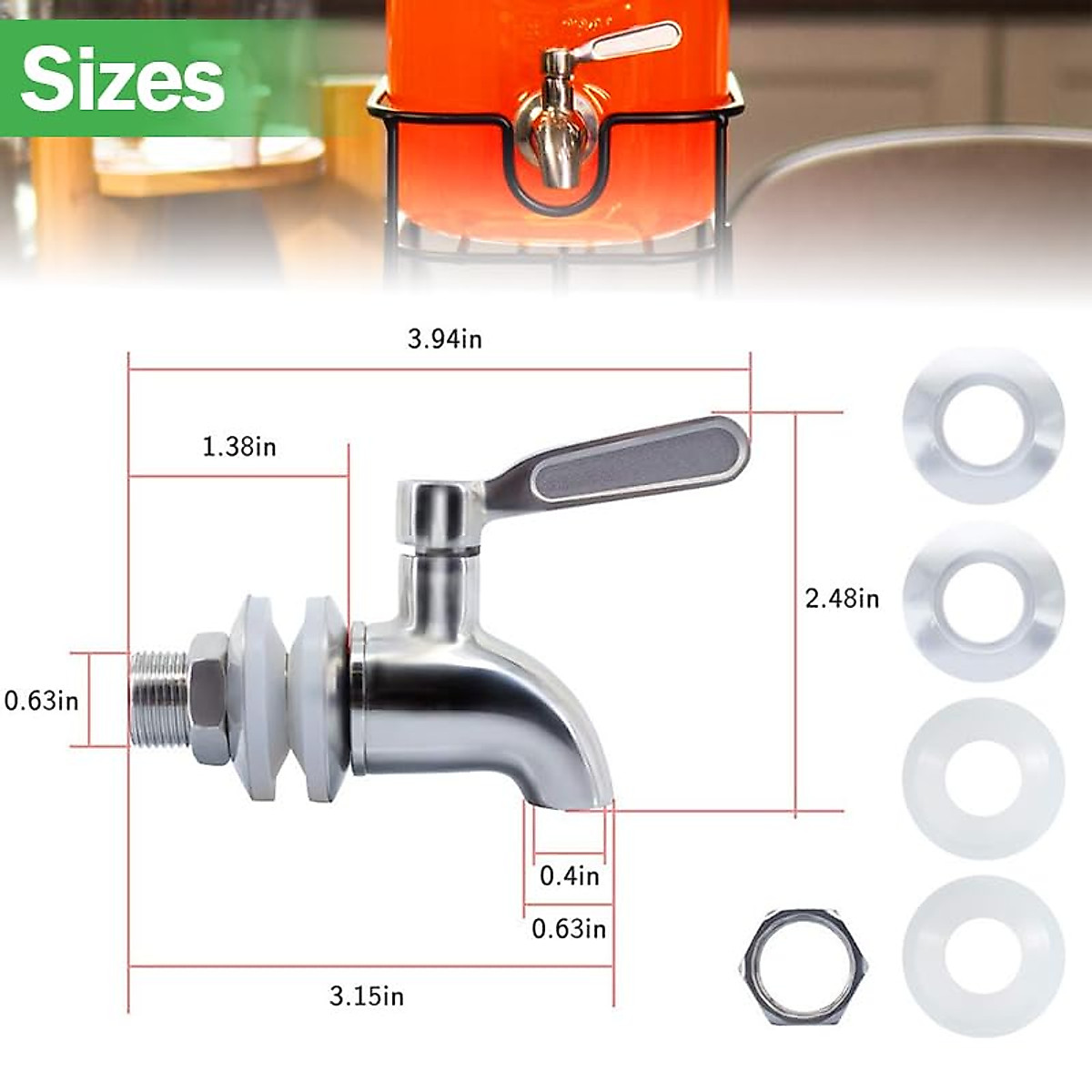 hgzaccompany 2 Pack Stainless Steel Spigot For Drink Dispenser, Replacement Metal Spigot For Beverage Dispenser, Water Dispenser Faucet, Food Grade Metal Spout.