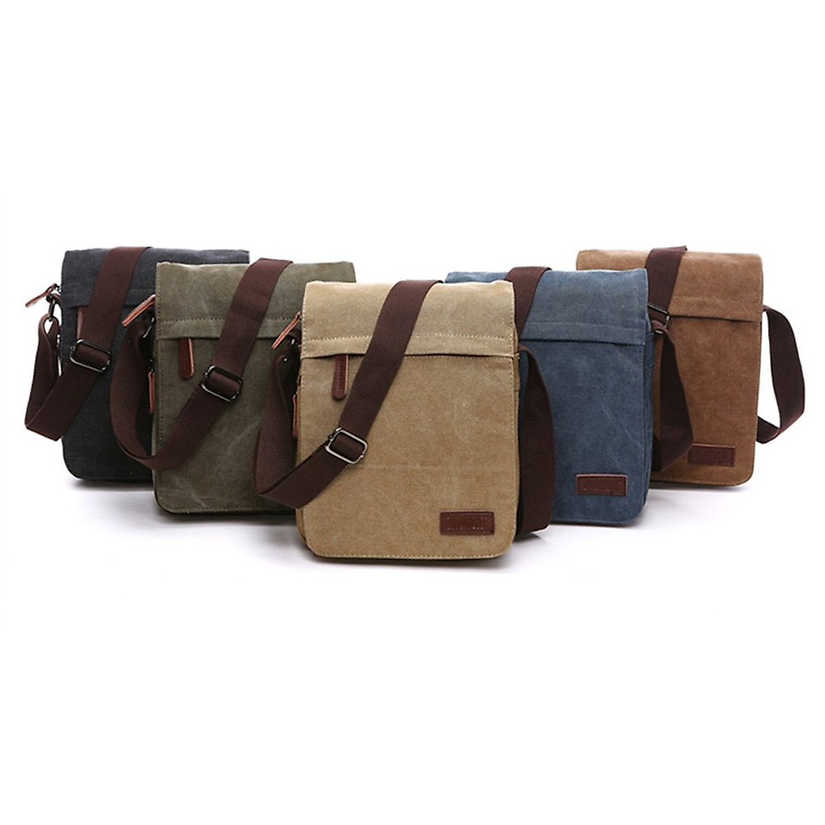 Sechunk Middle Vintage Canvas Messenger Cross body bag Shoulder bag (Green, middle)