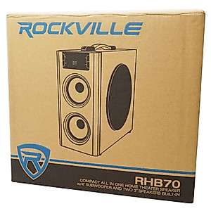 Rockville RHB70 Home Theater Compact Powered Speaker System w Bluetooth/USB/FM, Cherry Wood