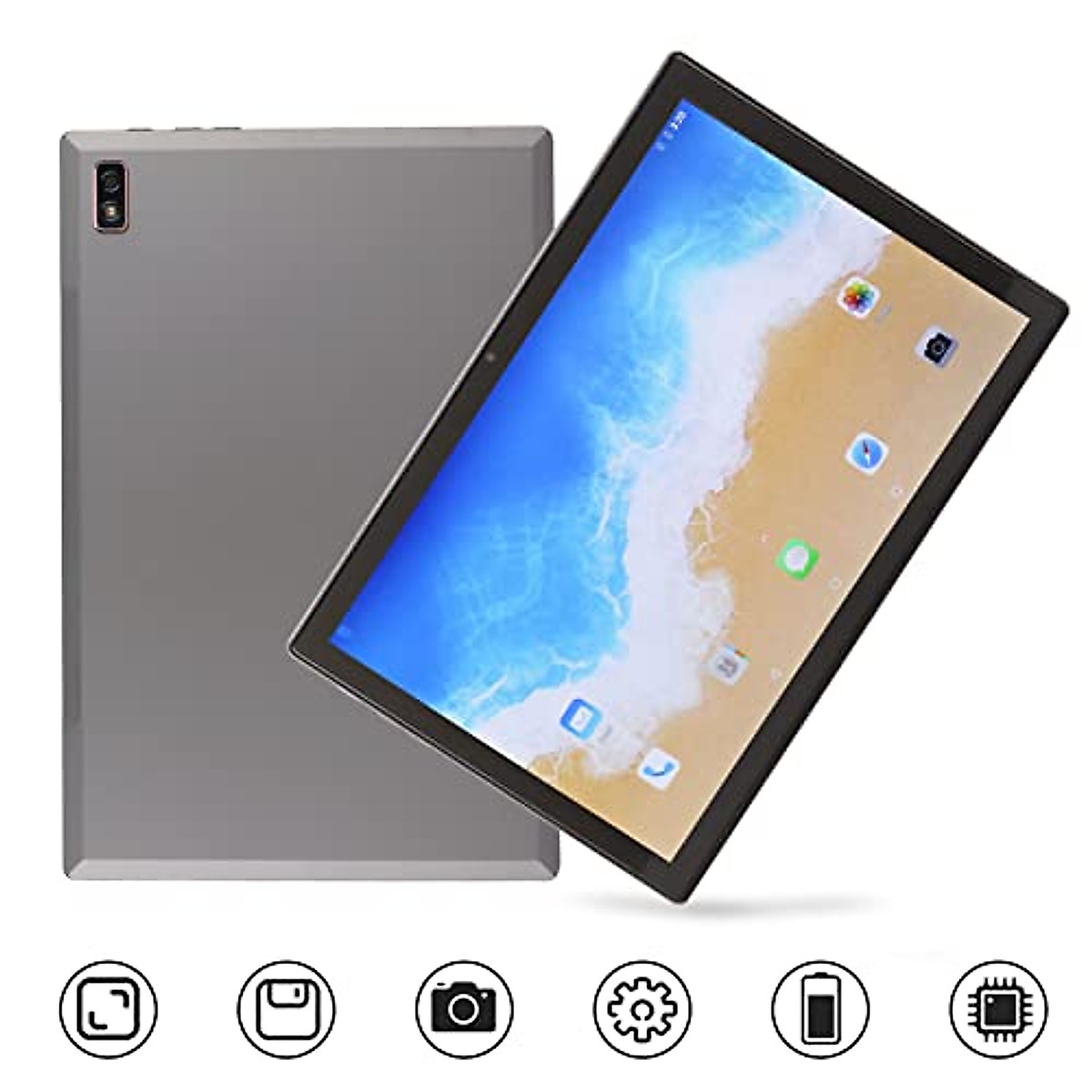 VINGVO 10.1 Inch Tablet 3200x1440 5G WiFi 8GB RAM 128GB ROM 8MP Front 13MP Rear 100-240V Tablet PC for Android 12 for Writing (US Plug)