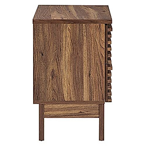 Modway Render Mid-Century Modern Two-Drawer Bedside End Table in Walnut