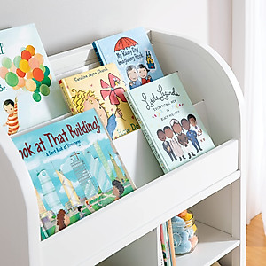 Martha Stewart Kids' Jr. Book and Bin Browser with Bins - Creamy White: Wooden Kids Bookcases and Toy Storage Organizer; Homeschool and Classroom Furniture