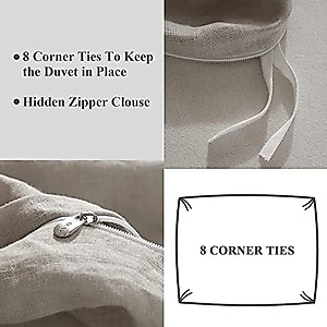 Ivellow Pure Linen Duvet Cover Set 100% Washed French Flax Natural Linen Duvet Cover Queen, 3 Pcs Soft Breathable Moisture Wicking Comfy Cooling Duvet Cover Set-1 Linen Queen Duvet Cover 2 Pillowcases