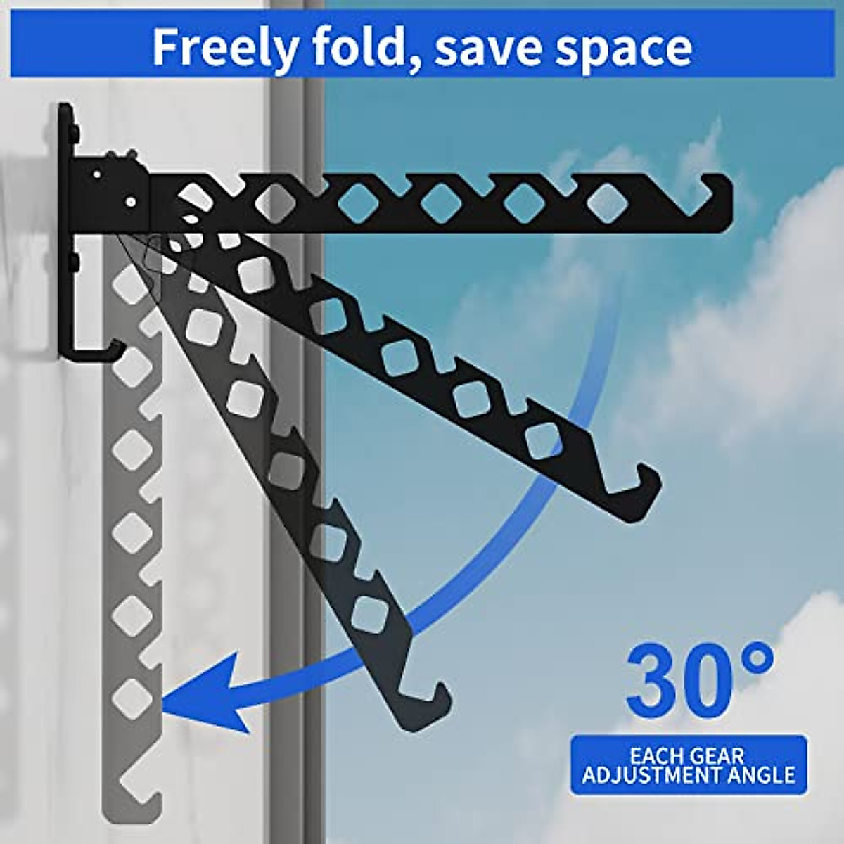 dancrul Wall Mounted Drying Rack Clothing Foldable for Laundry Room, Clothes Drying Rack Folding Indoor, Matte Black