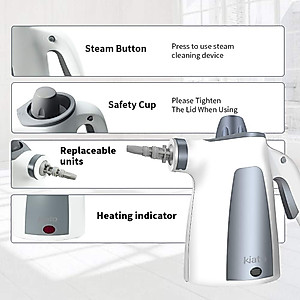 Steamer for Cleaning, Handheld Steam Cleaner, Handheld Pressurized Steamer Cleaners with 9-Piece Accessories for Stain Removal, Car Seats