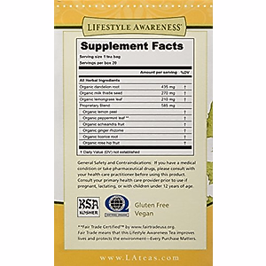 Lifestyle Awareness Teas, Caffeine Free Dandy Liver Detox Tea, 20 Count