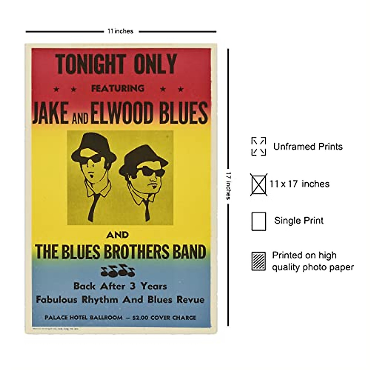 XIHOO The Blues Brothers in Concert Poster Frameless Gift 12"x 18" (30cm x 46cm)
