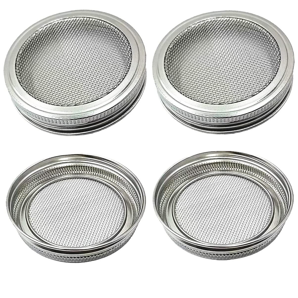 Mesh Strainer Sprouting Lids 316 Stainless Steel for Wide Mouth Mason Jars Canning Seed Sprouting Alfalfa Salad Sprouts Lid 4 Pack