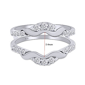 AFFY 1/3 Ct. Round Chevron Ring Guard Enhancer with Cubic Zirconia in 14K Gold Over Sterling Silver 0.33 Carat Ring Size-6