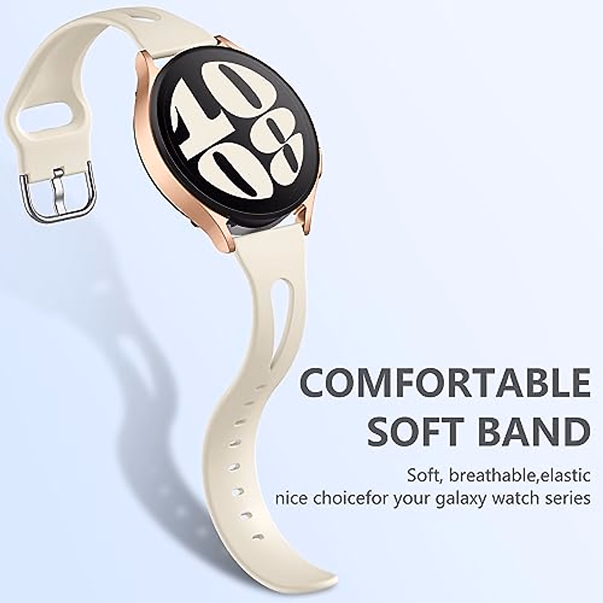 GEAK 6 Pack Compatible with Samsung Galaxy Watch 6 Band/Galaxy Watch 4 Band/Galaxy Watch 5 Band 40mm 44m, 20mm Soft Silicone Sport Straps for Galaxy Watch 6/5/4/3/Galaxy Classic/Active 2 Women