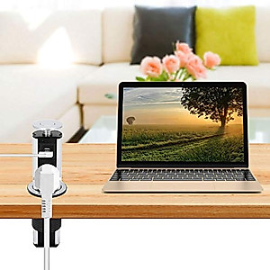 Ginyia Desktop Power Outlets, 3 Power Socket Retractable Electric Socket Pulling Power Socket for Kitchen, Office, Meeting Room, Conference Table(US 110V)