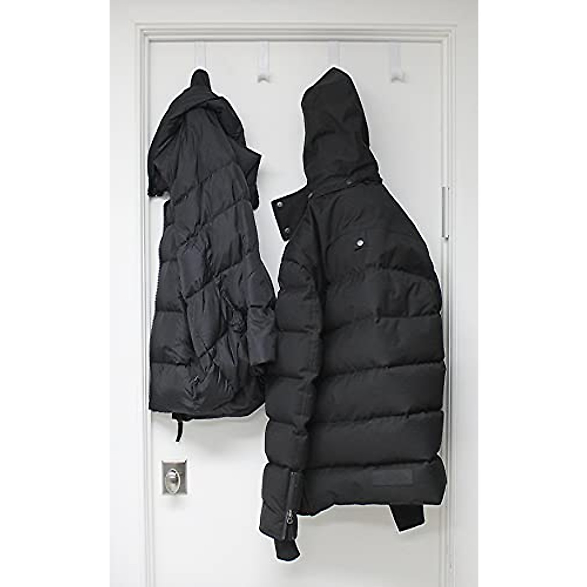 Dependable Industries inc. Essentials Over-The-Door Hanger Hook Set – 4-Pack of 3.5 in, Plastic Over-The-Door Hangers & White Over-The-Door Hooks – Over-Door Hooks for Hanging Clothes & Towels