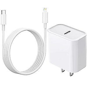 iPhone Fast Charger【Apple MFi Certified】 Cell Phone Wall Chargers iPhone Charging 20W PD Adapter with 6FT Type-C Lightning Cable Compatible with iPhone 14 13 12 11/Xs Max/XR/X and More
