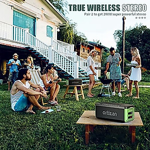 Ortizan Bluetooth Speakers with Subwoofer, 100W Portable Speaker Bluetooth Wireless Loud with Bass, IPX7 Waterproof/LED Lights/Pro EQ/DSP/Power Bank/TF Card/AUX, 24H Playtime for Home, Outdoor, Party