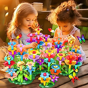 184Pcs Flower Garden Building Toys for Girls 3 4 5 6 7 Year Old, Upgrade DIY Building Stacking Toys, STEM Preschool Educational Toddler Toys Brain Development Kindergarten Kids Toy