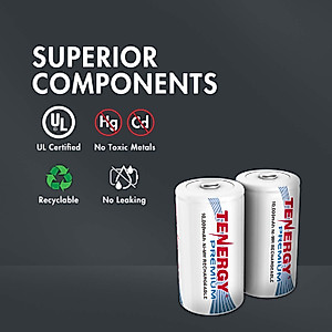 Tenergy Premium High Capacity NiMH Rechargeable Battery Combo Pack, Includes All Battery Sizes 8xAA 8xAAA 4xC 4xD 2x9V Rechargeable Batteries, 26 Pack