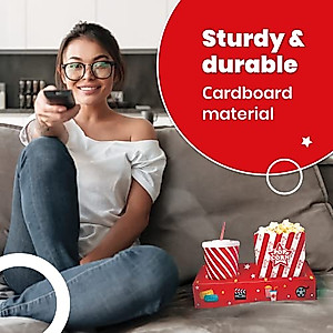 Movie Night Supplies 18 Pcs - Popcorn Buckets (12ct) & Movie Night Snack Trays (6ct) - Movie Theater Decor & Popcorn Bowls For Family Movie Night, Popcorn Bags Individual Servings & Movie Snack Trays