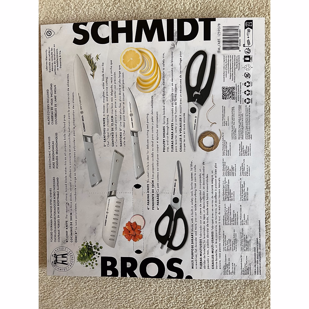 SCHMIDT BROS 5 PPIECE KNIFE AND SHEAR COMBO SET WHITE, ART 1759378