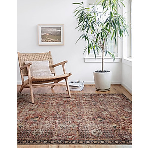 Valenrug Washable Rug 5x7 - Ultra-Thin Antique Collection Area Rug, Stain Resistant Rugs for Living Room Bedroom, Distressed Vintage Rug(Orange, 5'x7')