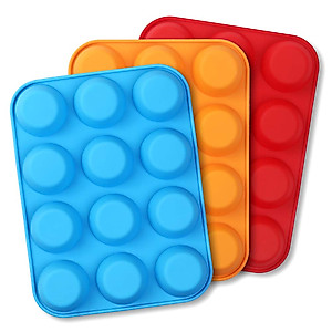 Cozihom 12 Cups Silicone Muffin Pan and 24 Cups Mini Size Silicone Muffin Pan