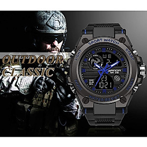 AIMES Men's Watches Sports Outdoor Waterproof Military Watch Date Multi Function Tactics LED Alarm Stopwatch