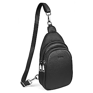 befen Genuine Leather Crossbody Bags for Women,Medium Sling Bag Fanny Packs Cell Phone Purse for Women Men Walking - Medium Black