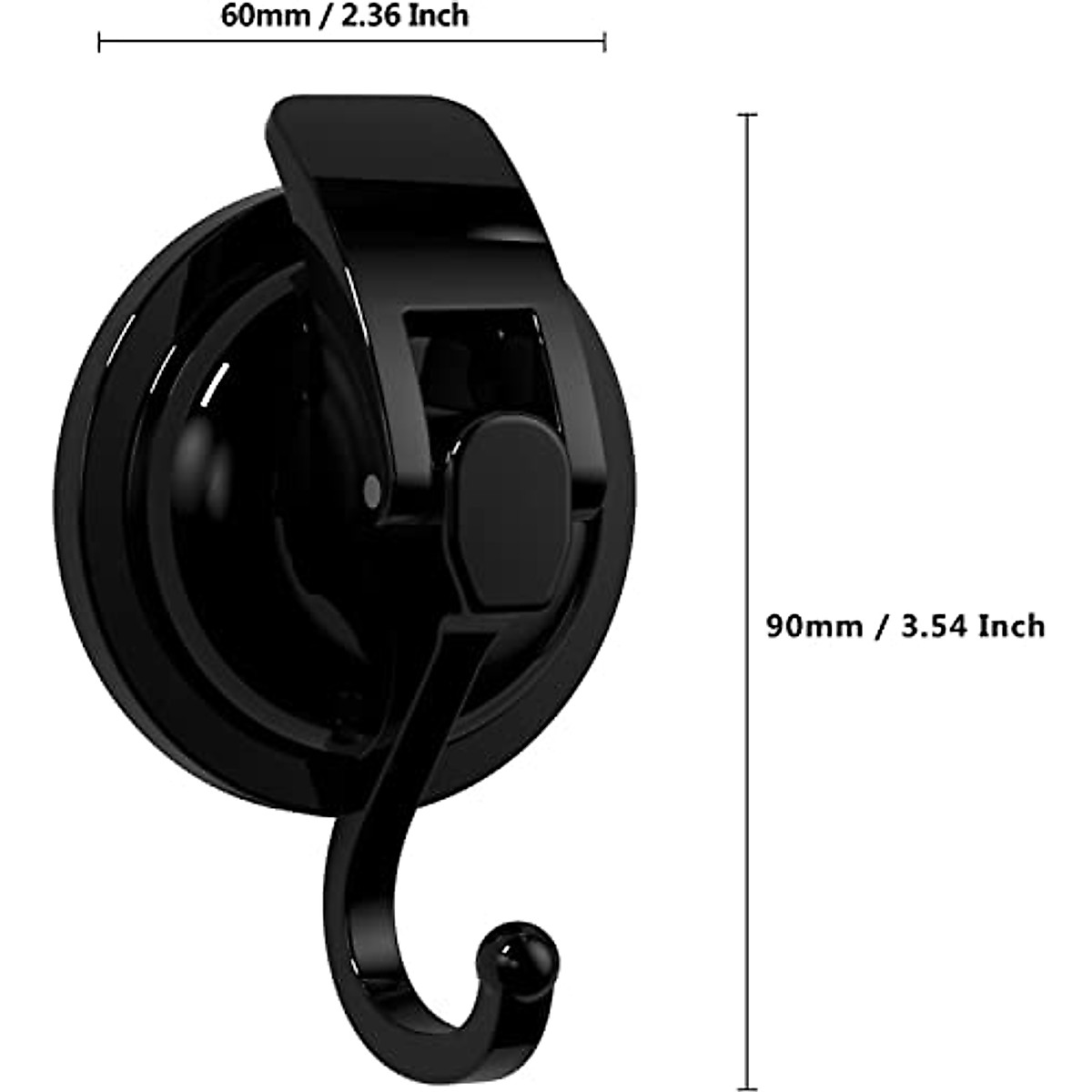 SOCONT Suction Cup Hooks for Shower, Heavy Duty Vacuum Shower Hooks for Inside Shower, Matte Black-Plated Plished Super Suction for Kitchen Bathroom Restroom, 2 Pack