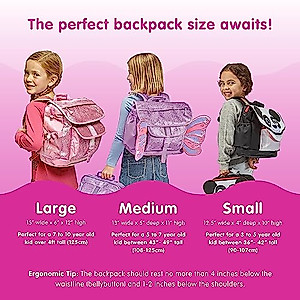 Bixbee Personalized Toddler Backpack, Ruby Raspberry Sparkly Butterfly Bookbag for Kids & Toddlers Ages 3-5 | Custom Backpack with Name for Boys & Girls | Water Resistant Monogrammed School Bag