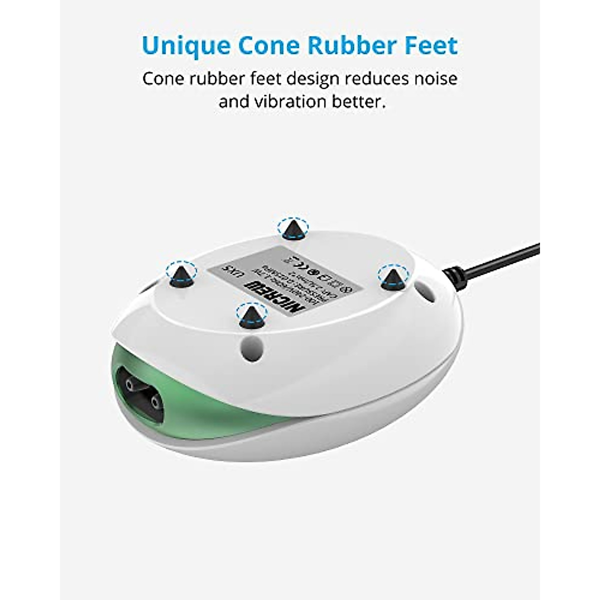 NICREW UFO Aquarium Air Pump, Ultra Silent Air Aerator Pump for Fish Tank, Oxygen Pump with Dual Outlets, Accessories Included, 2.5W